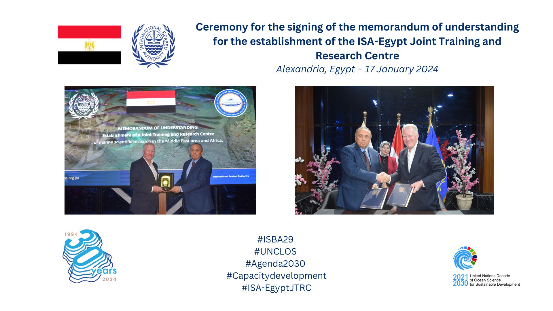 ISA and the National Institute of Oceanography and Fisheries of Egypt ...