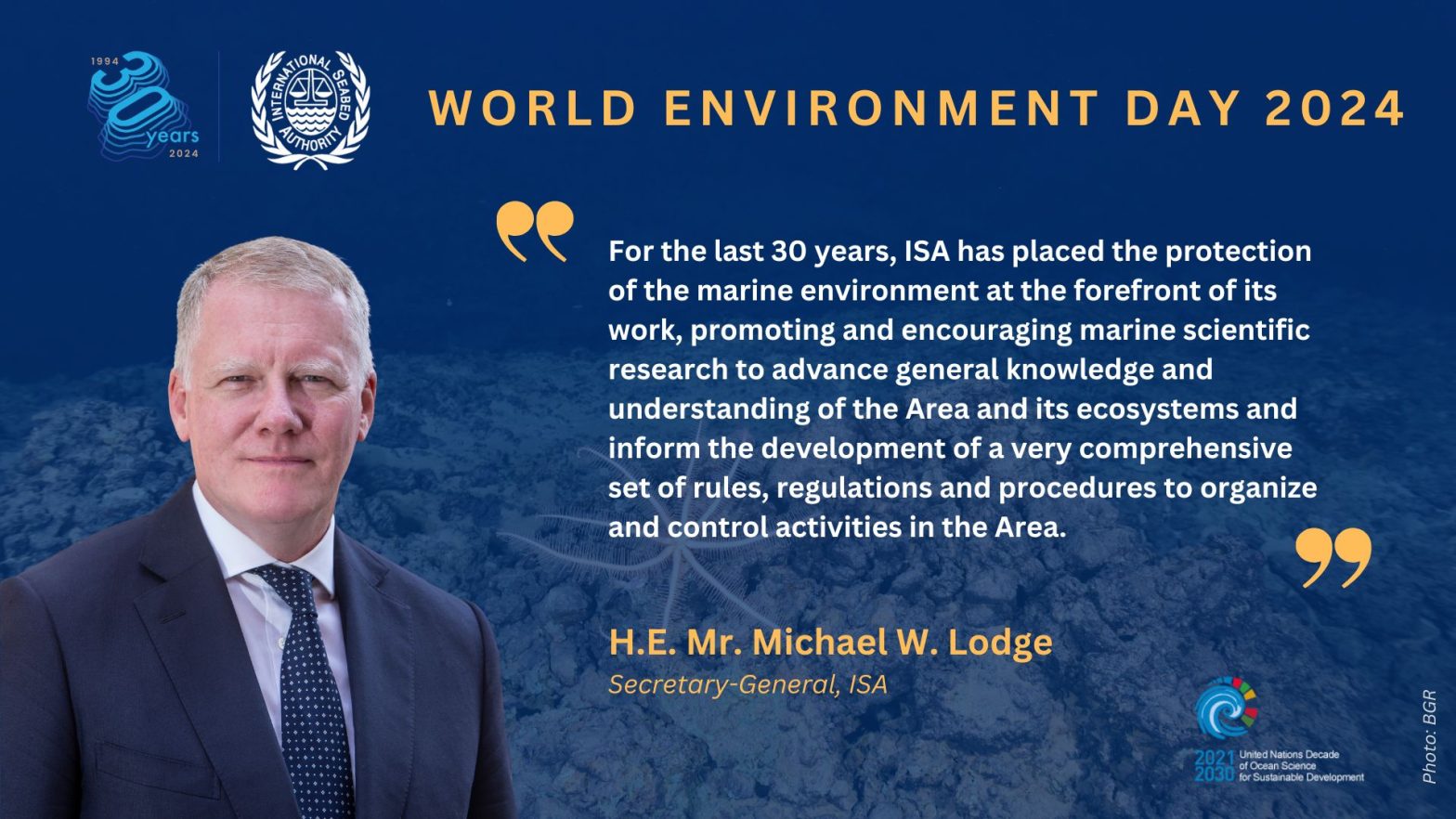 Message of the ISA Secretary-General to celebrate World Environment Day ...