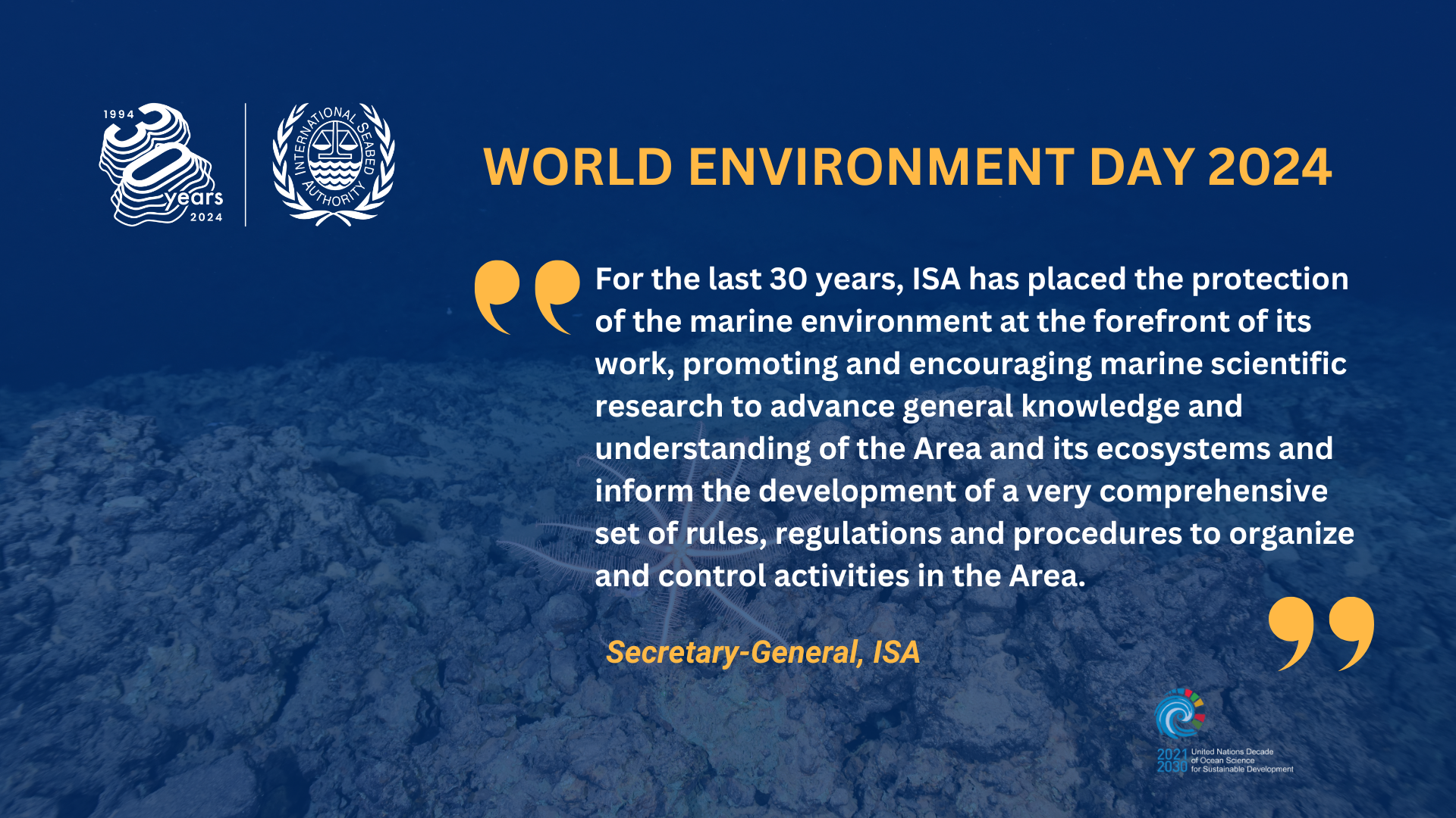 Message of the ISA Secretary-General to celebrate World Environment Day ...